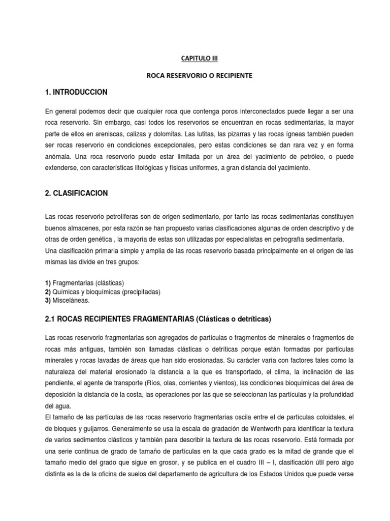 TEMA #3 Roca Reservorio | PDF | Roca clástica | Roca (geología)