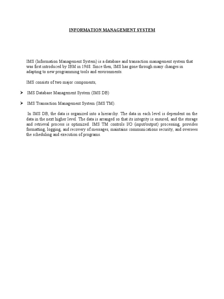 Overview of IBM's IMS System | PDF