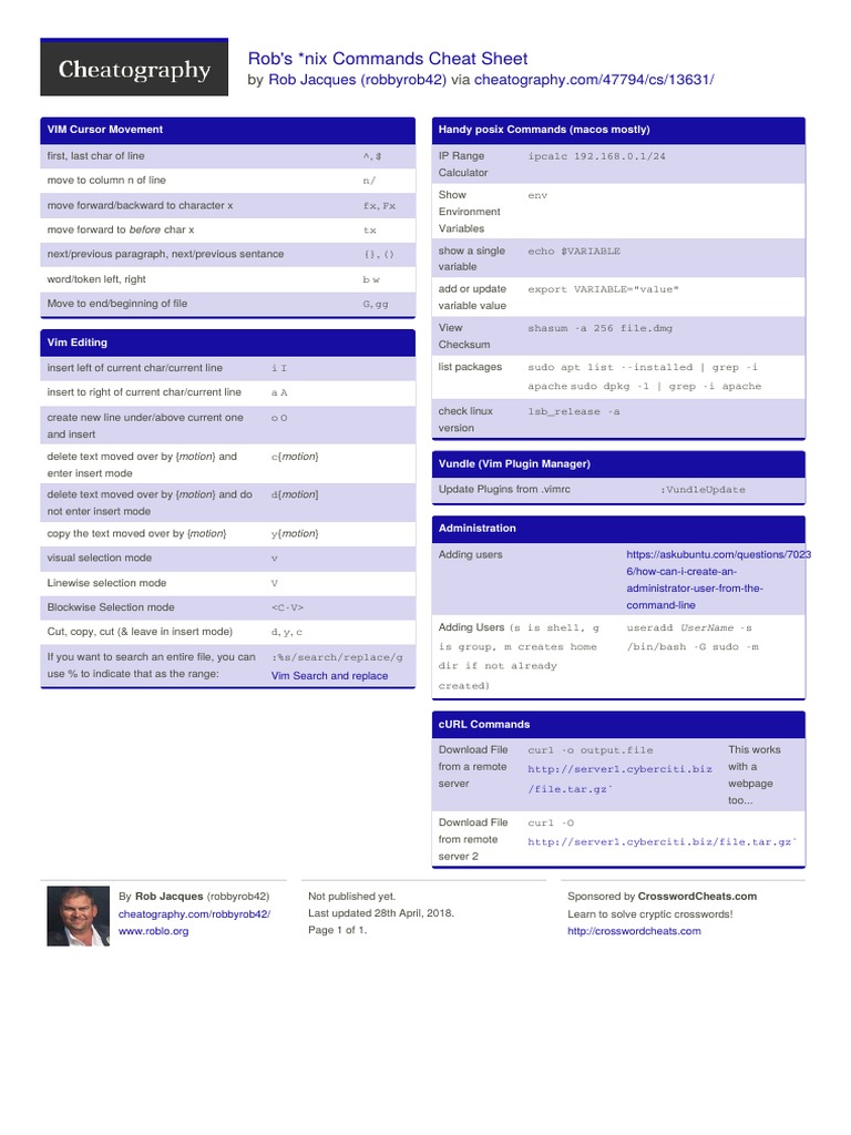 Robbyrob42 - Rob S Nix Commands | PDF | Unix Software | Operating System Families