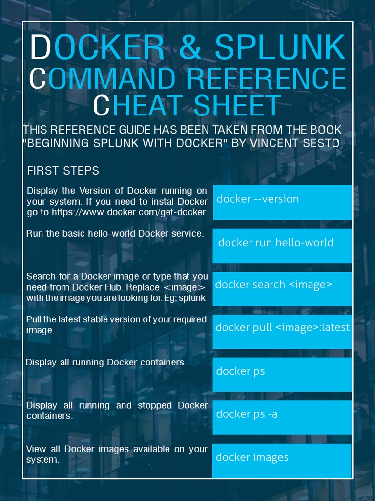 SplunkUDA Docker For Splunk Cheat Sheet | PDF