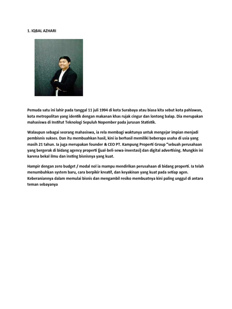 10 Pengusaha Muda Sukses | PDF | Karier & Perkembangan | Bisnis