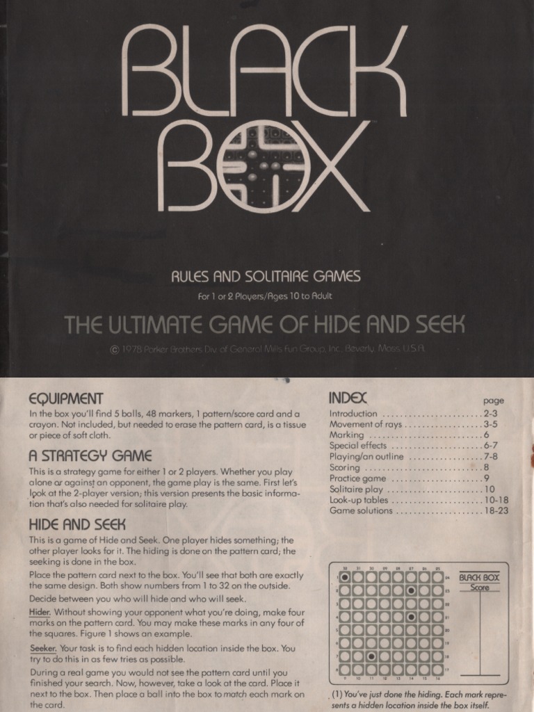 Blackbox Rules and Solitaire Games by Parker Brothers | PDF