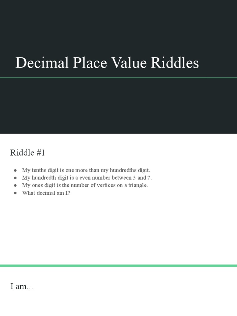 Decimal Place Value Riddle | PDF