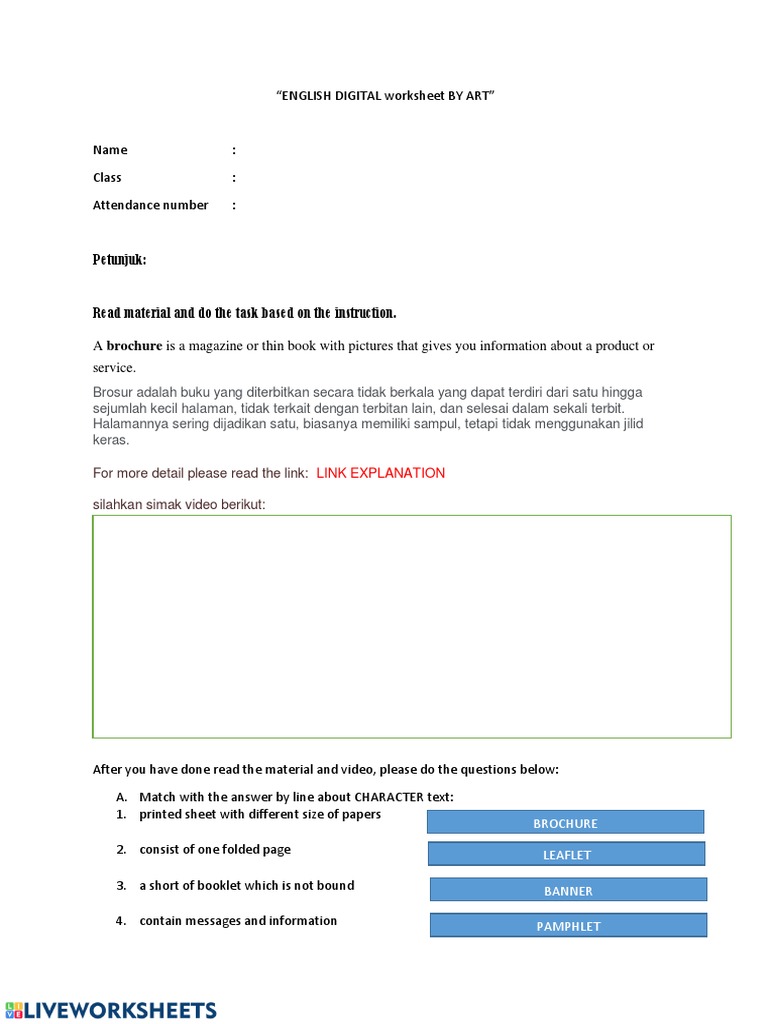 Brochure Worksheet | PDF | Communication Design | Mass Media