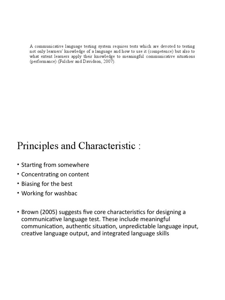 A Communicative Language Testing System Requires Tests Which | PDF ...