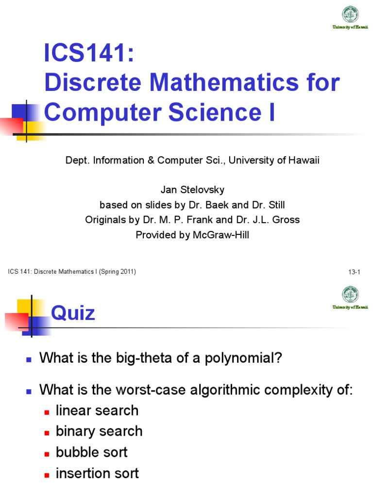 ICS141: Discrete Mathematics For Computer Science I | PDF ...