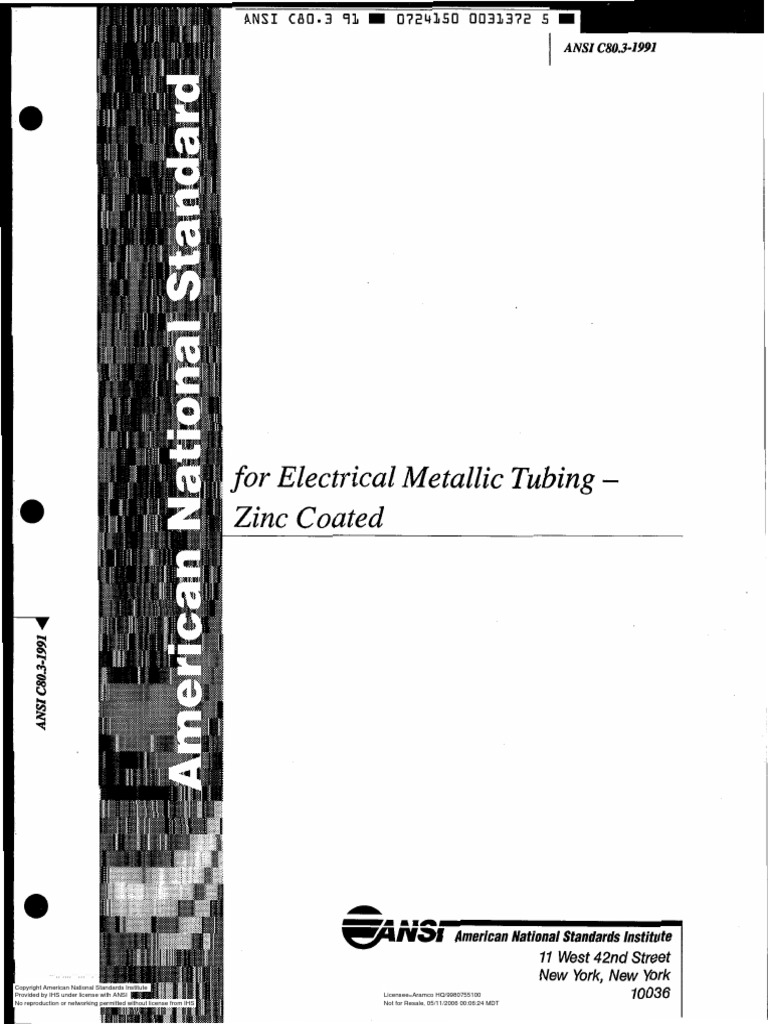 Ansi C80.3 | PDF | Pipe (Fluid Conveyance) | Building Materials