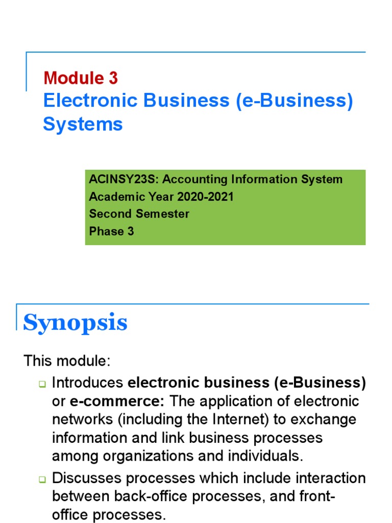 E-Business Systems Overview and Benefits | PDF | Electronic Data ...