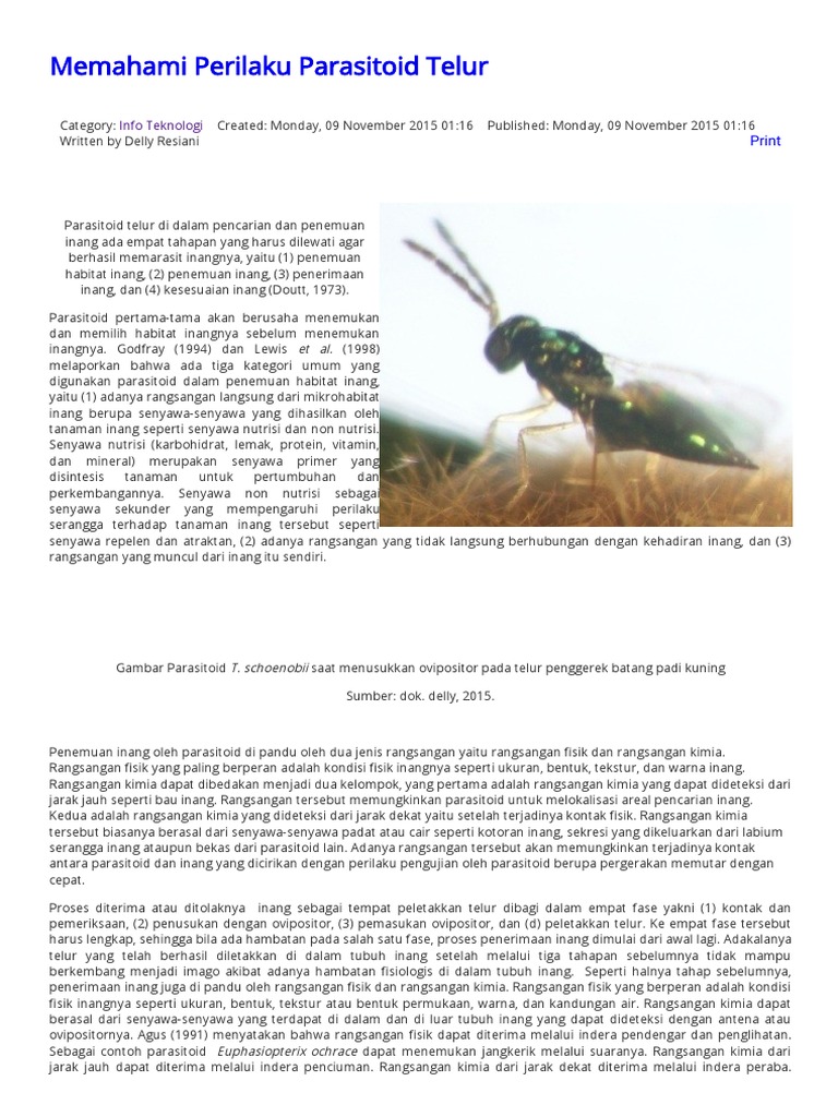 Memahami Perilaku Parasitoid Telur | PDF