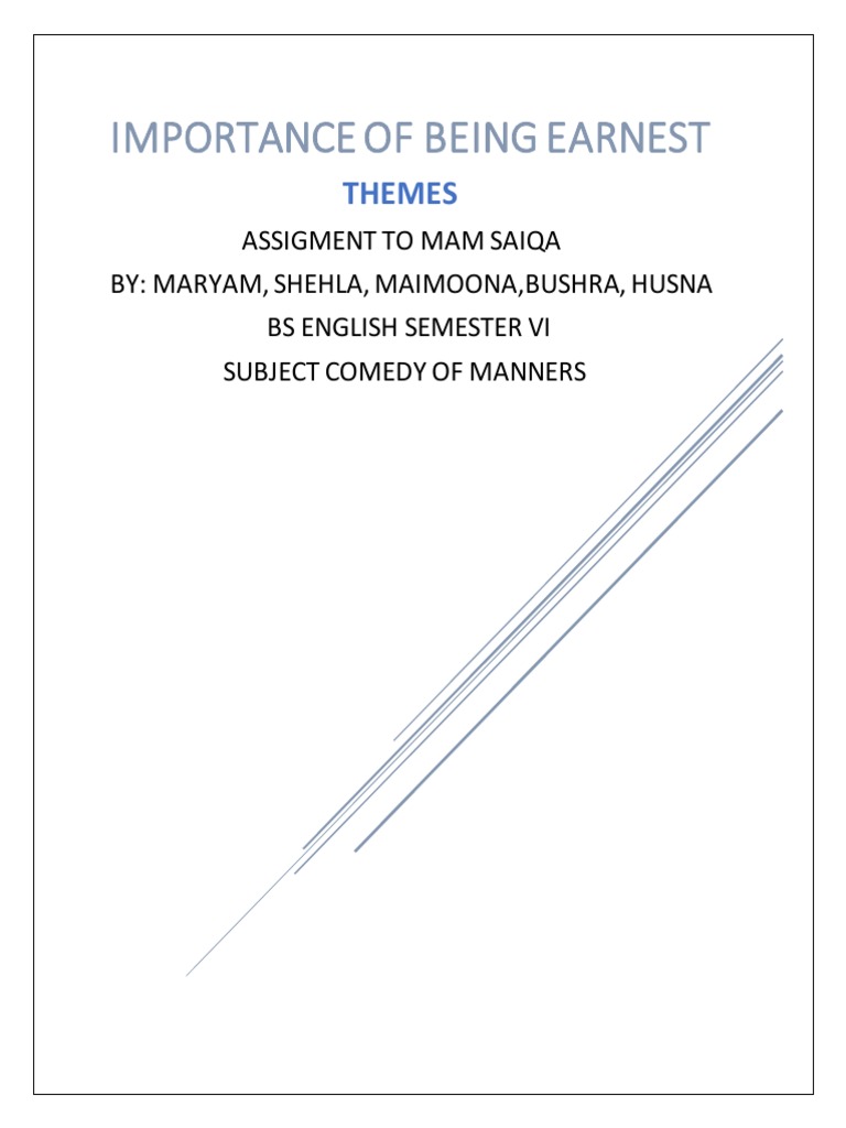 Themes of Importance of Being Earnest | PDF | The Importance Of Being ...