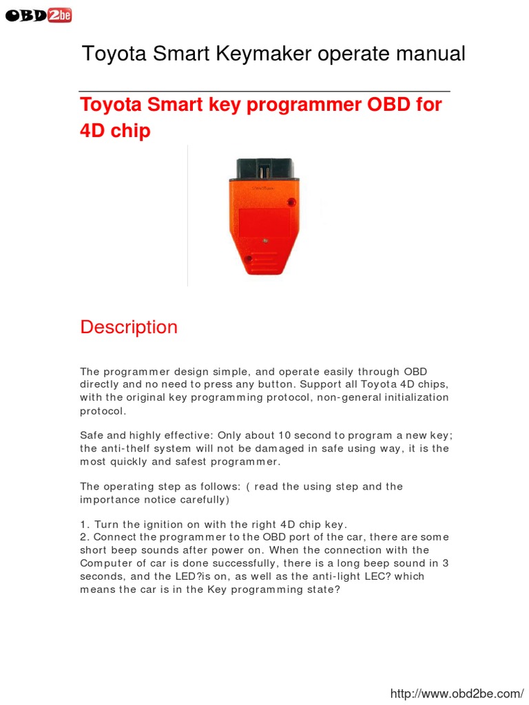 Toyota Smart Keymaker Operate Manual | PDF