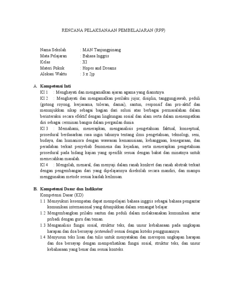 RPP Hopes and Dream | PDF