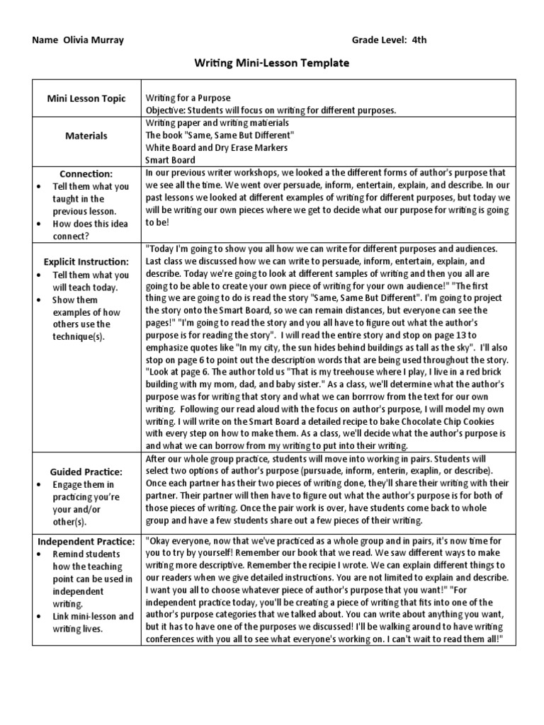 Mini Lesson 1 Murray | PDF | Communication | Books