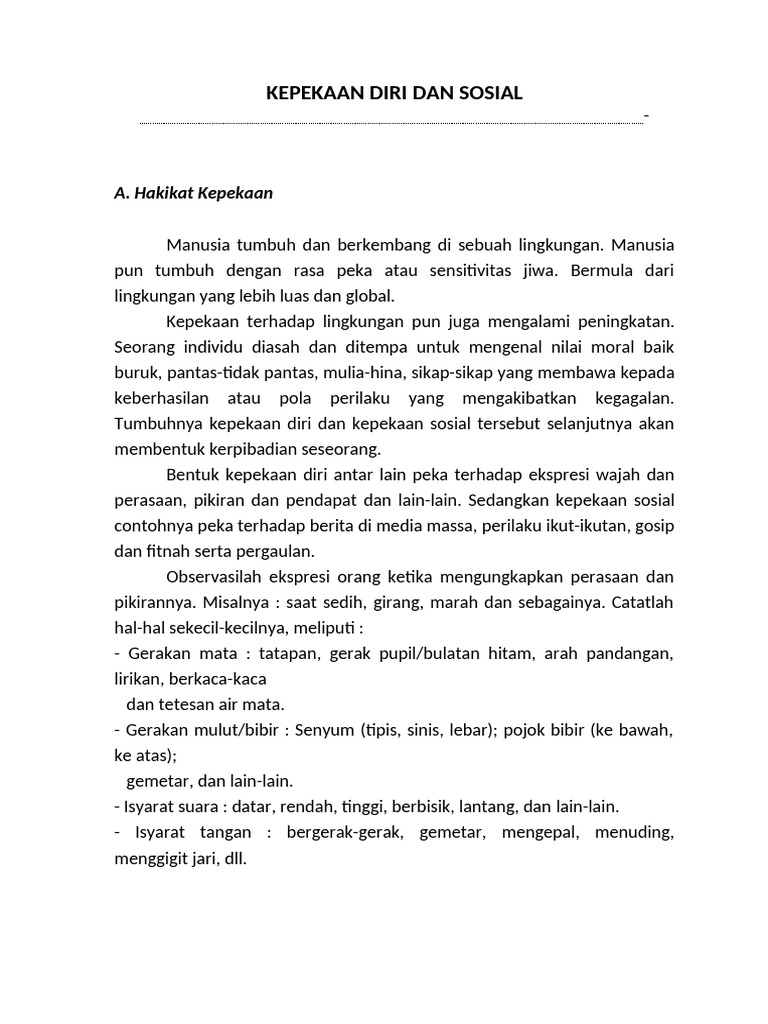 Kepekaan Diri Dan Sosial | PDF