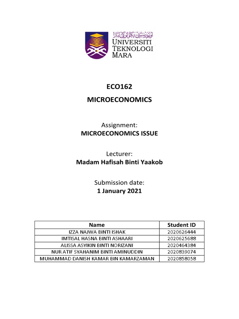 ECO162 Assignment | PDF | Supply And Demand | Supply (Economics)