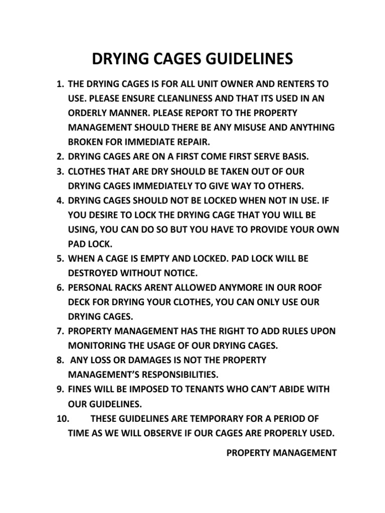 Drying Cages Guidelines | PDF