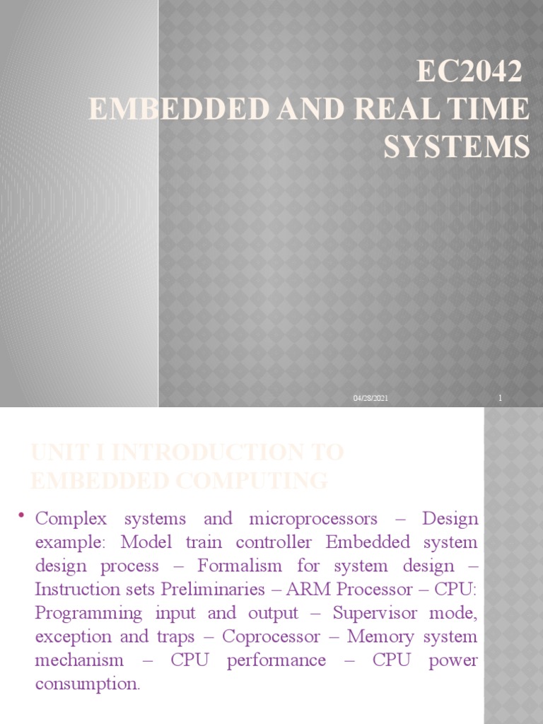 Unit 1-ERTS | PDF | Cpu Cache | Arm Architecture