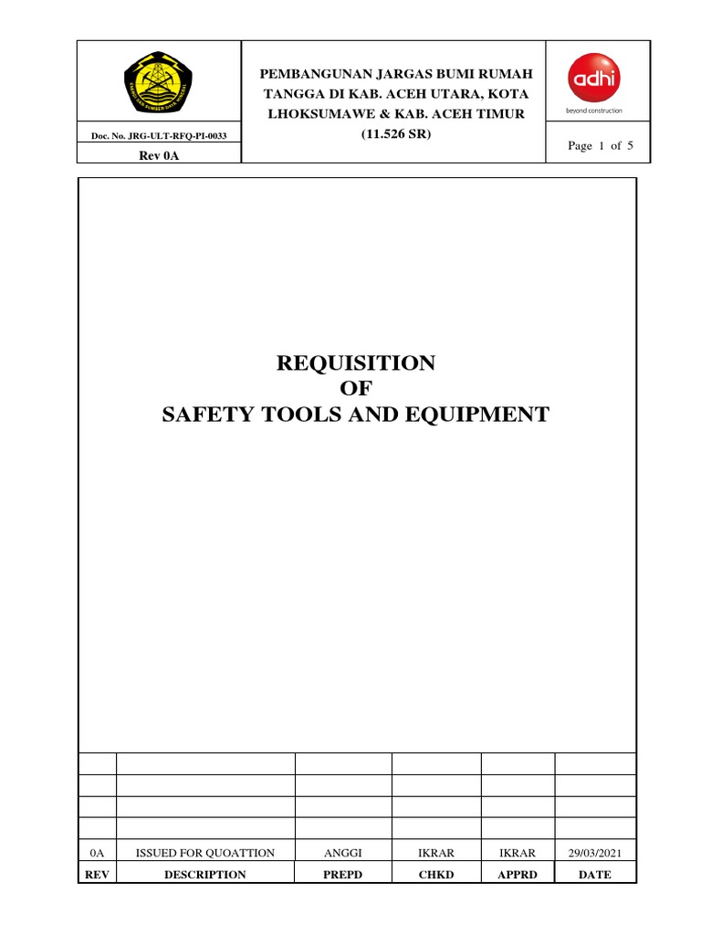 Jrg-Ult-Rfq-Pi-0033-Rfq For Safety Tools and Equipmentt | PDF | Business