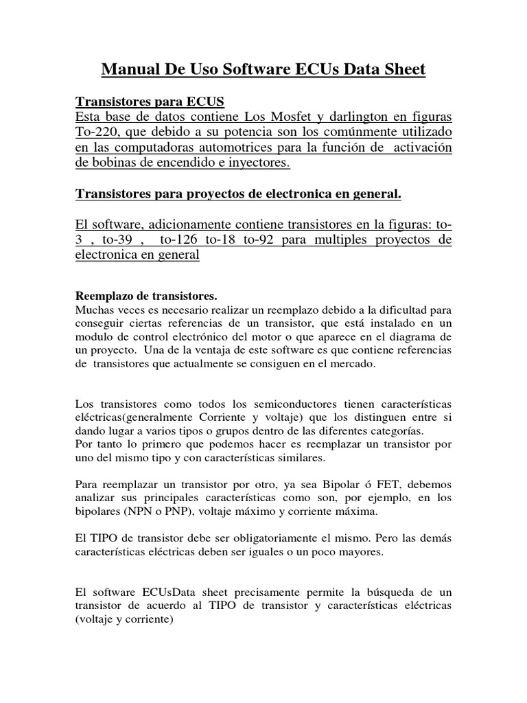 Manual de Uso Software ECUs Datasheet | PDF | Tecnología