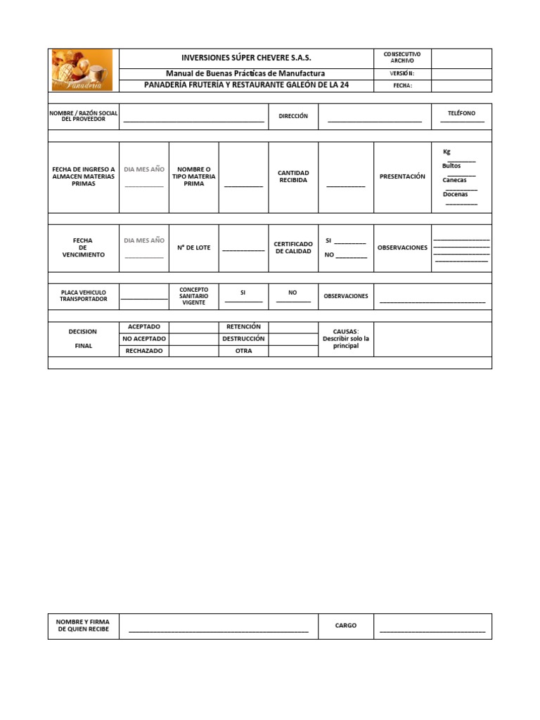Formatos Registro y Control BPM | PDF | Naturaleza