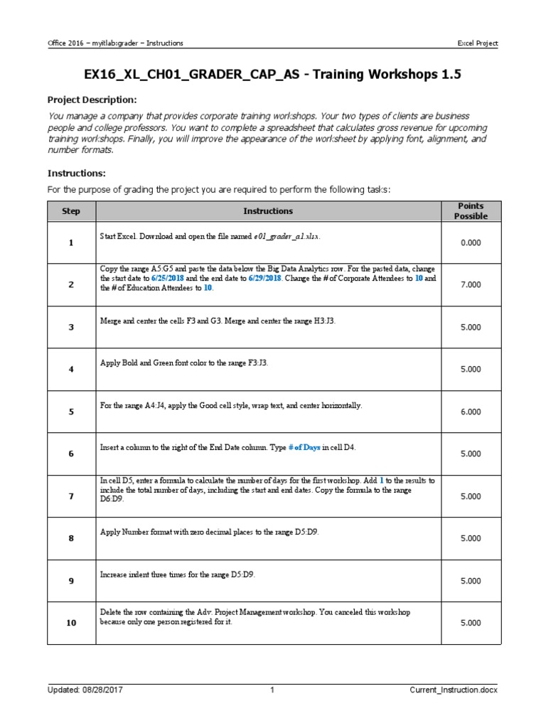 EX16 - XL - CH01 - GRADER - CAP - AS - Training Workshops 1.5: Project Description | PDF ...