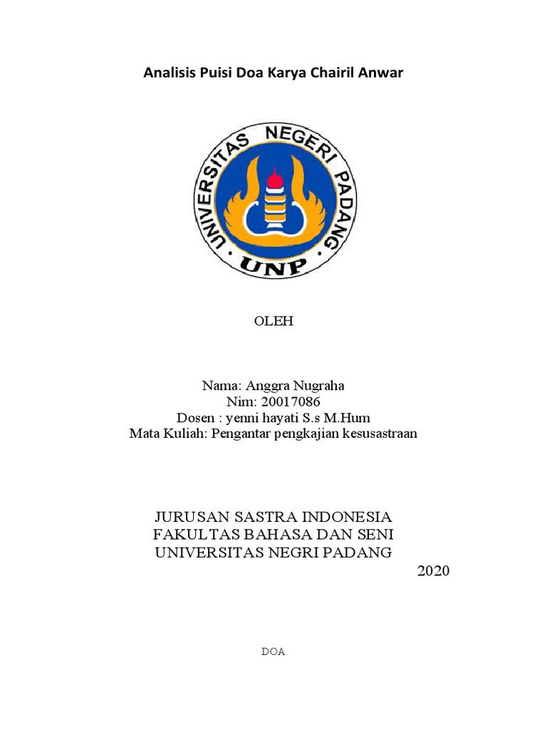Analisis Puisi "Doa" Chairil Anwar | PDF