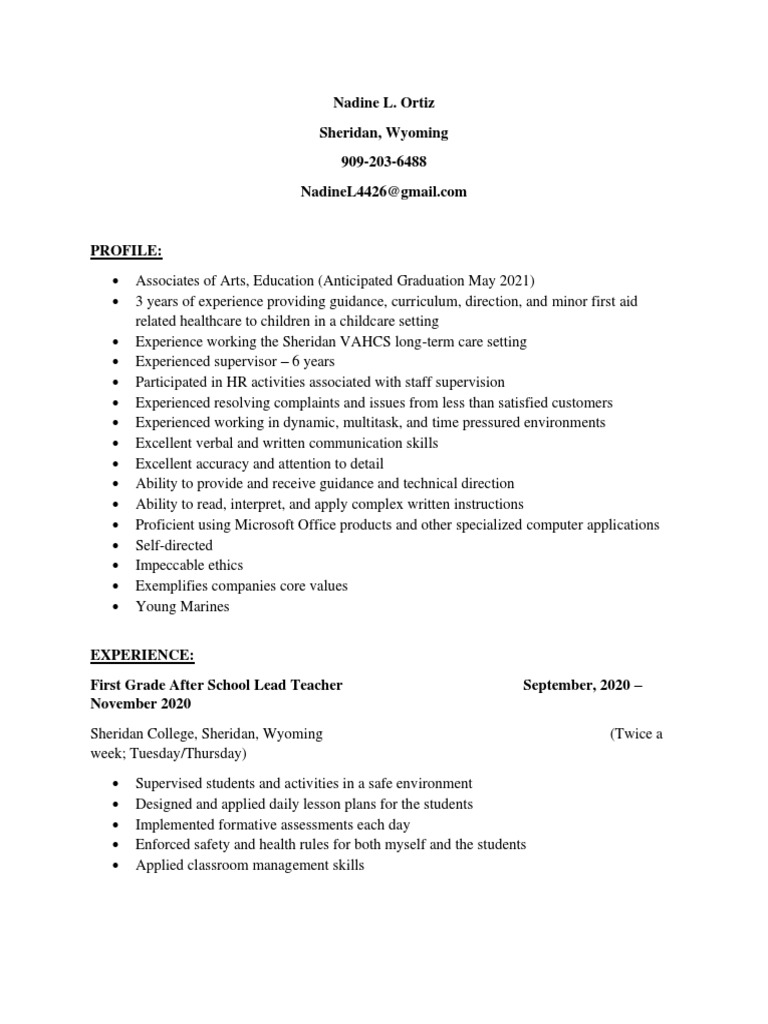 Resume 2020 | PDF | Child Care | Relationships