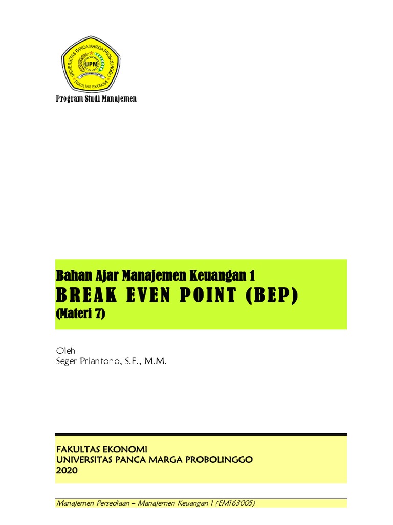 7 MK1 Break Even Point | PDF
