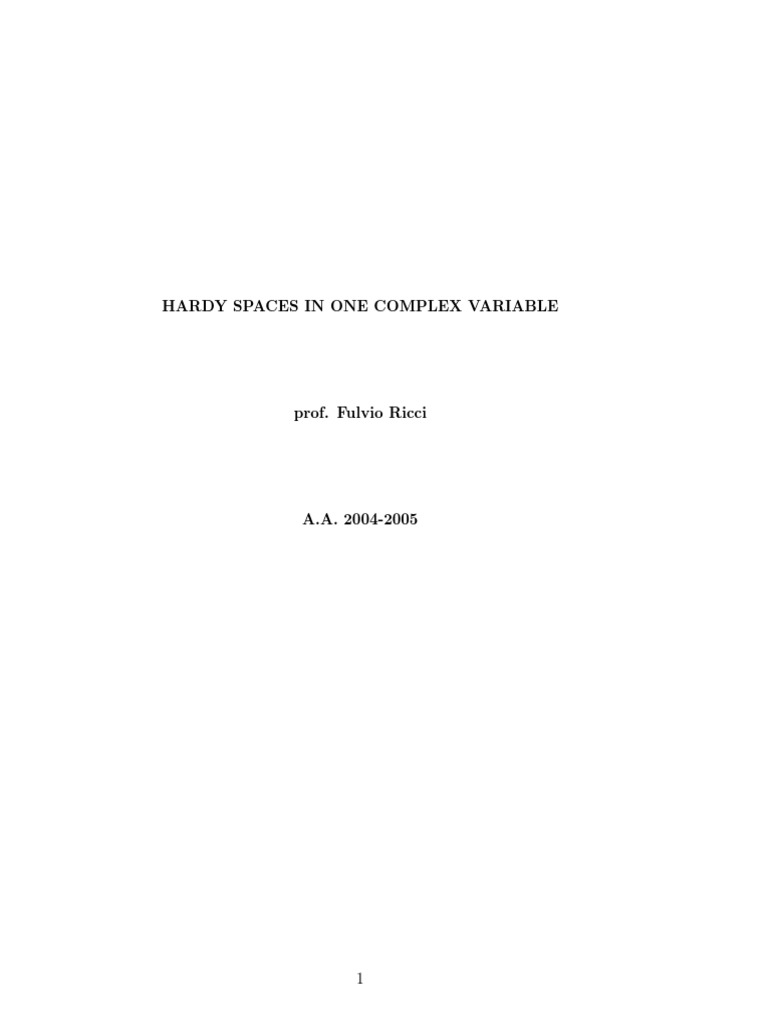 Hardy Spaces in One Complex Variable | PDF | Holomorphic Function | Fourier Transform