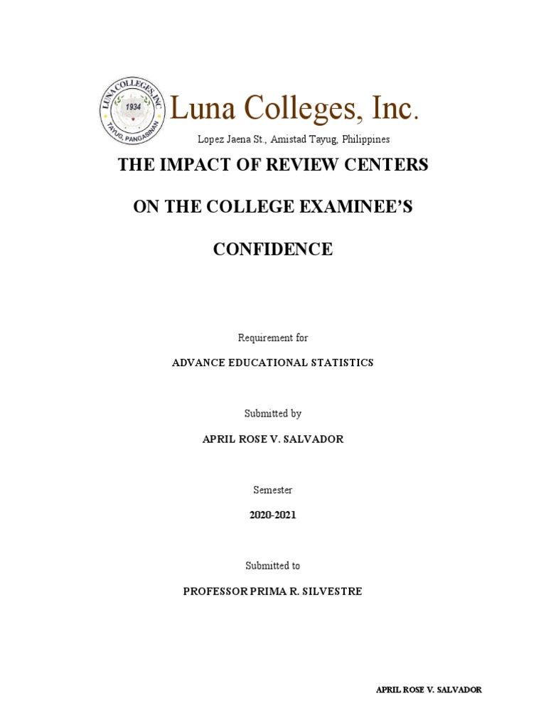 Luna Colleges, Inc.: The Impact of Review Centers On The College ...