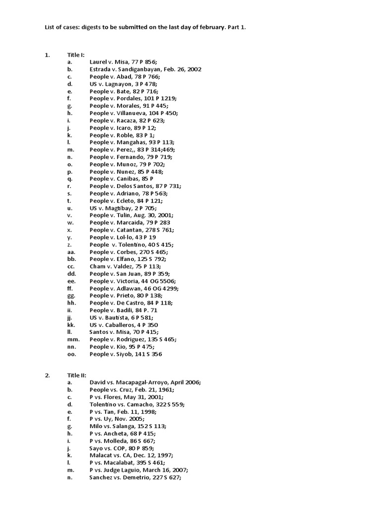 List of Cases t1 3 | PDF