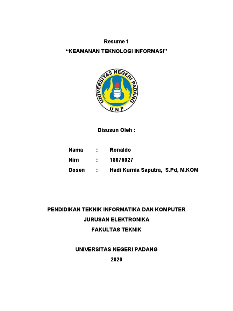 Ronaldo - 18076027 - KTI - Tugas 1 | PDF | Bisnis | Komputer