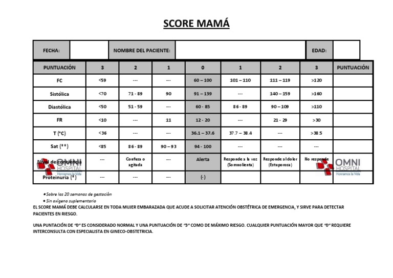 Score Mamá: Evaluación de Riesgo Embarazo | PDF