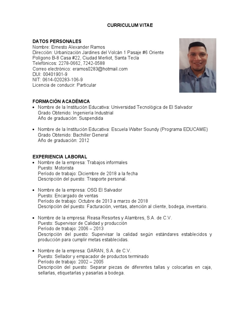 CV-Ernesto Alexander Ramos | PDF | Informática | Informática y tecnología de la información