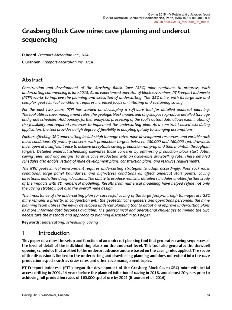 Grasberg Block Cave Mine Cave Planning and Undercut | PDF | Mining ...