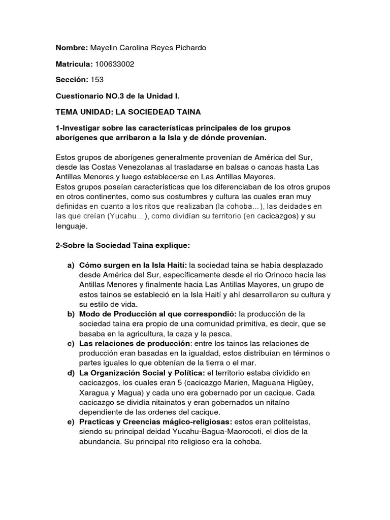 Cacicazgos de la Sociedad Taina | PDF