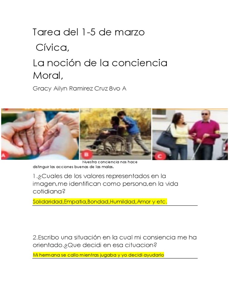 Tarea 1 Del 1 Al 5 de Marzo, Civica, Gracy Ailyn Ramirez Cruz 8vo A ...