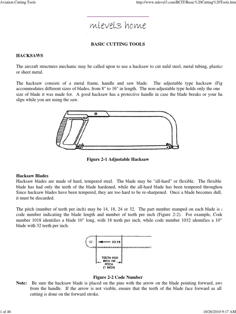 An Overview of Basic Cutting Tools Used in Aviation Maintenance | PDF ...