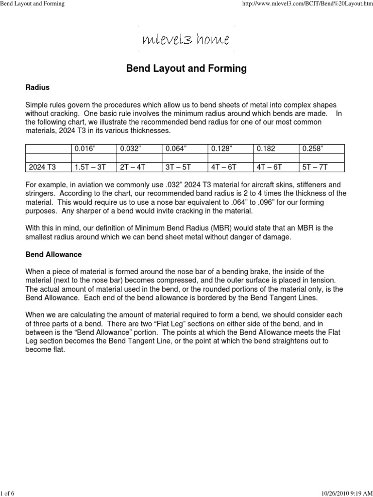 Bend Layout and Forming | PDF | Mechanical Engineering | Teaching ...