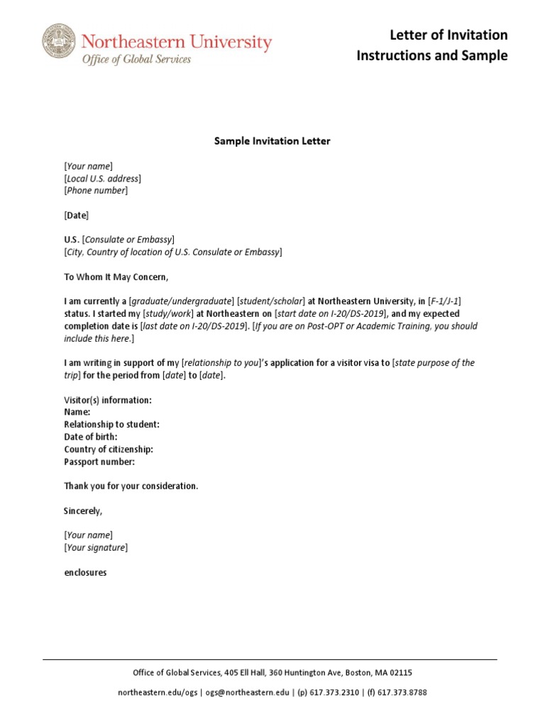 Letter of Invitation Instructions and Sample | PDF