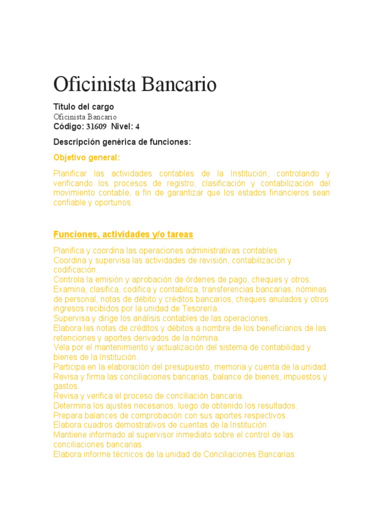 Ejemplo de Descripcion de Cargos Del Sector Universitario (Ula) | PDF ...