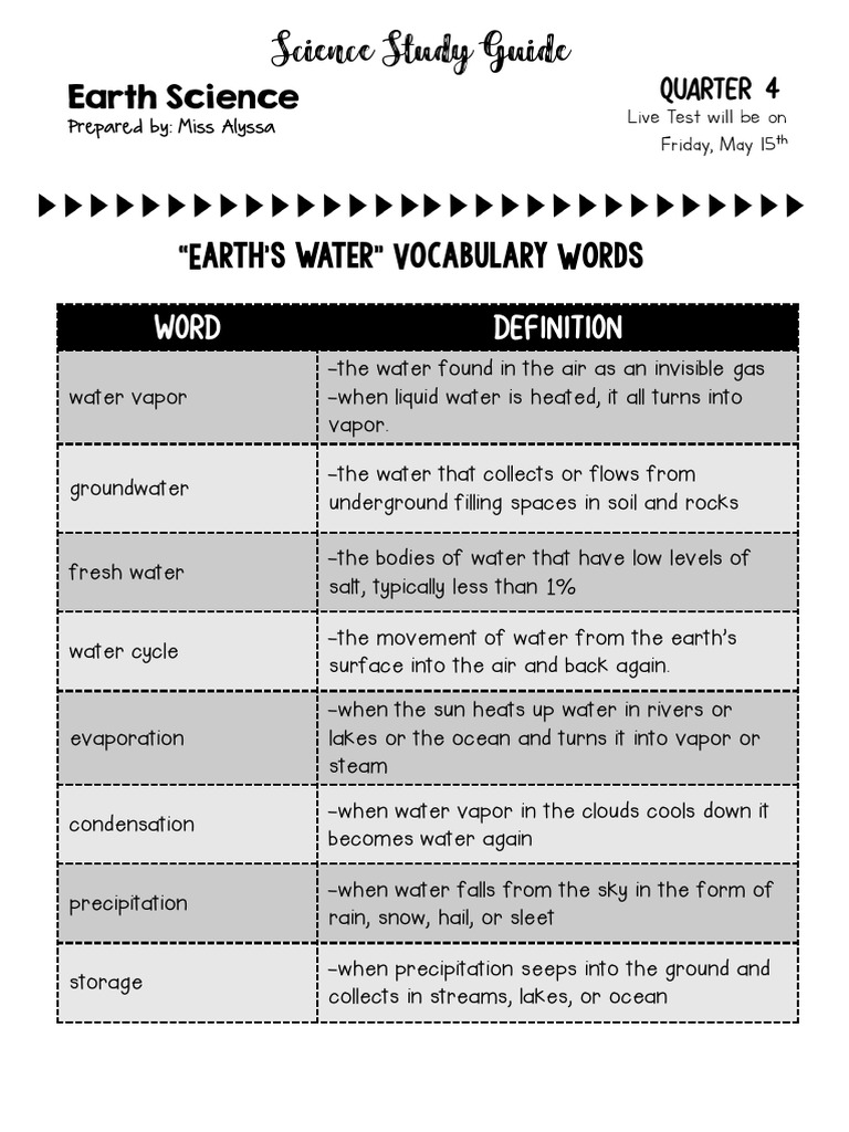 Earth Science Study Guide G3 | PDF | Cloud | Water Vapor