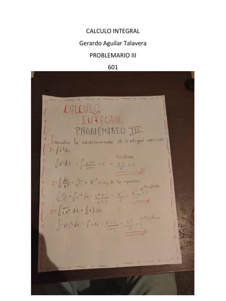 Calculo Integral Problemario 3 | PDF