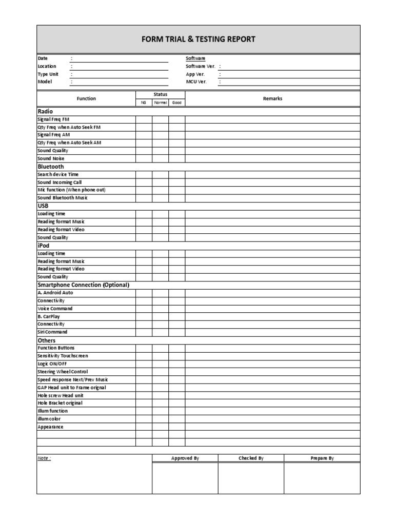 Form Trial & Testing Report | PDF