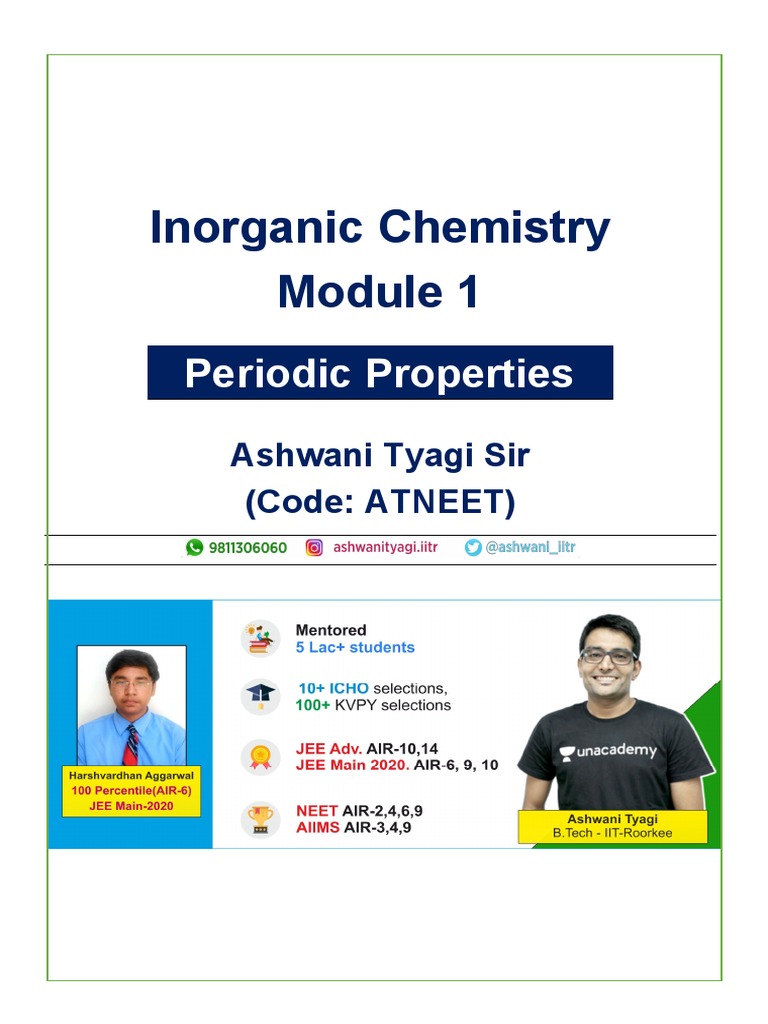 Inorganic Chemistry: Periodic Properties | PDF | Ion | Periodic Table