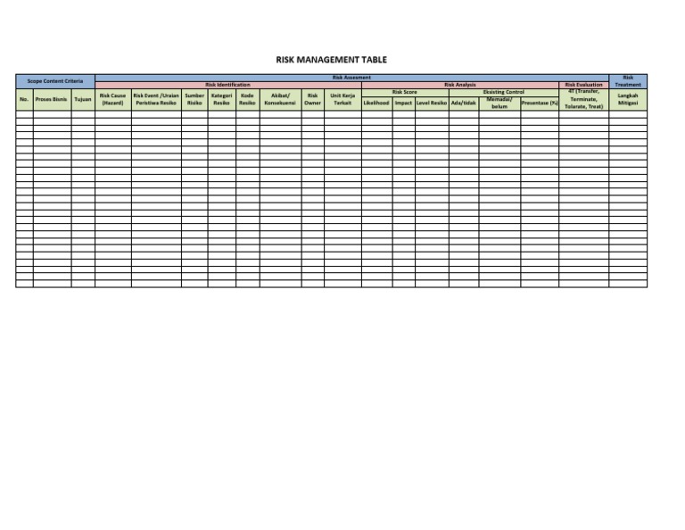 Format Risk Management Table | PDF