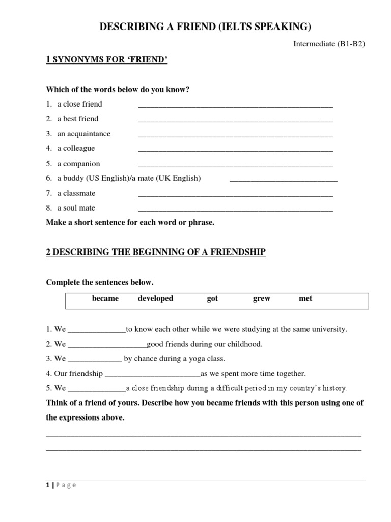 Ielts Lesson Plan Describing A Friend | PDF | Extraversion And ...