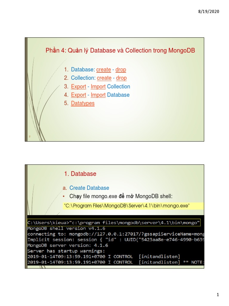 Chapter3a - QuanLy Database Và Collection Trong MongoDB | PDF