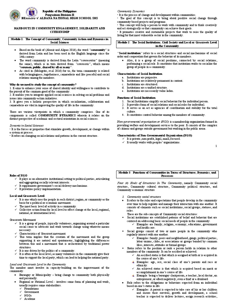 Cesc Handouts q1 | PDF | Community | Social Group