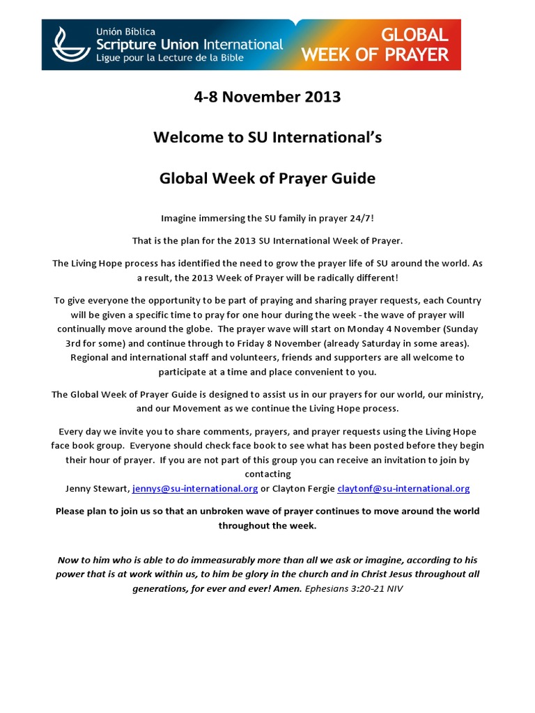 Global Prayer Week Guide 2013 | PDF | Christian Prayer | Prayer